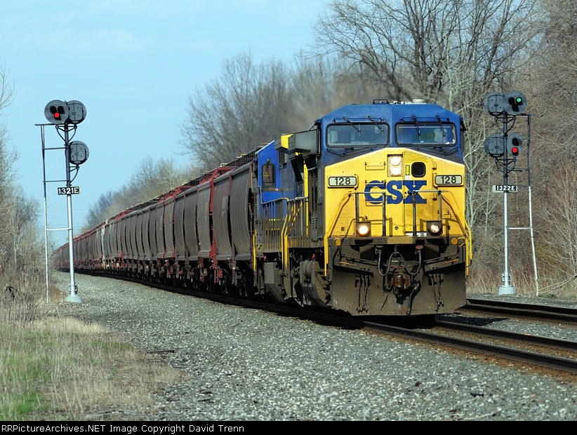 Westbound CSX G343 is at MP132 on track number one